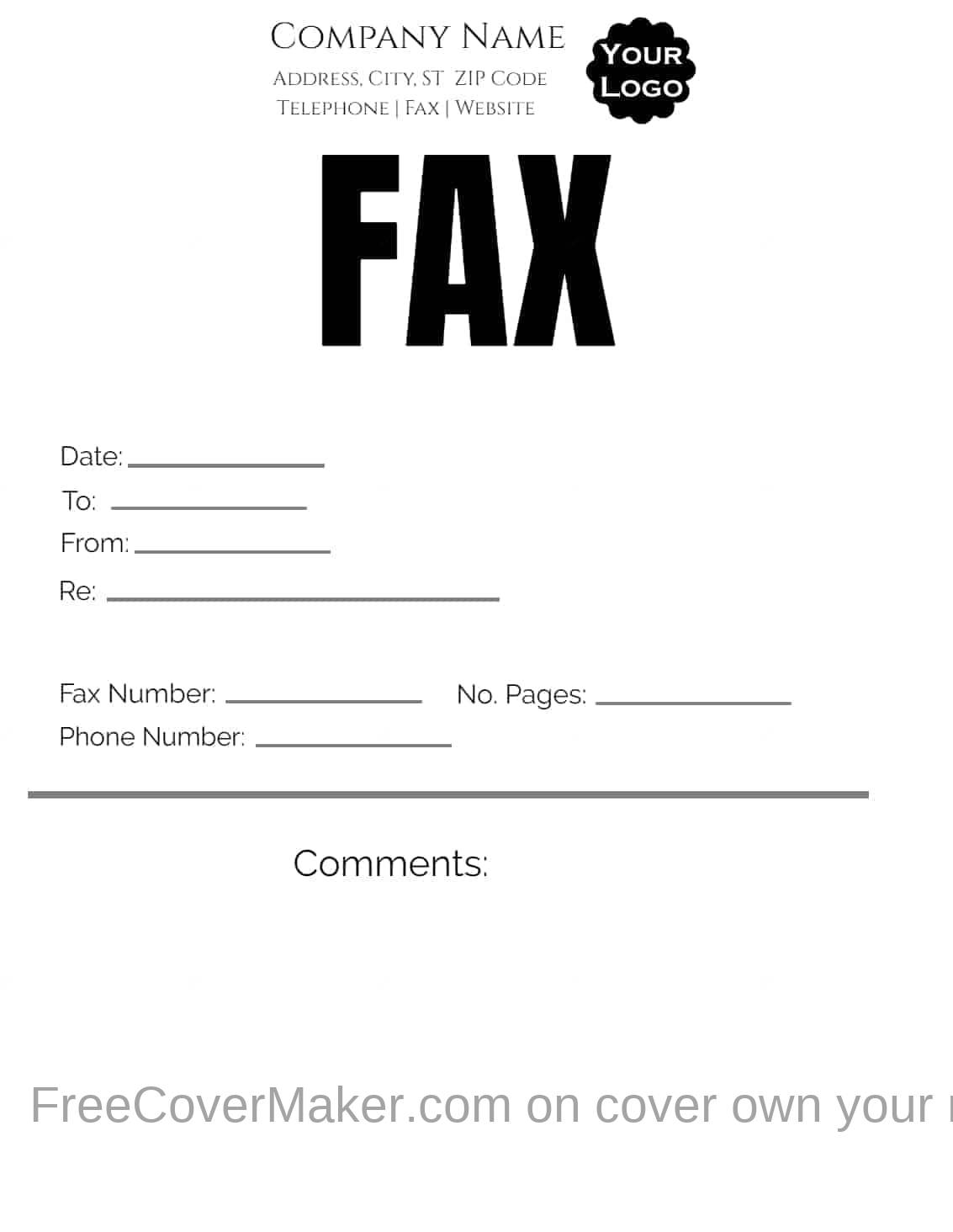 Free fax cover sheet | Customize online then print